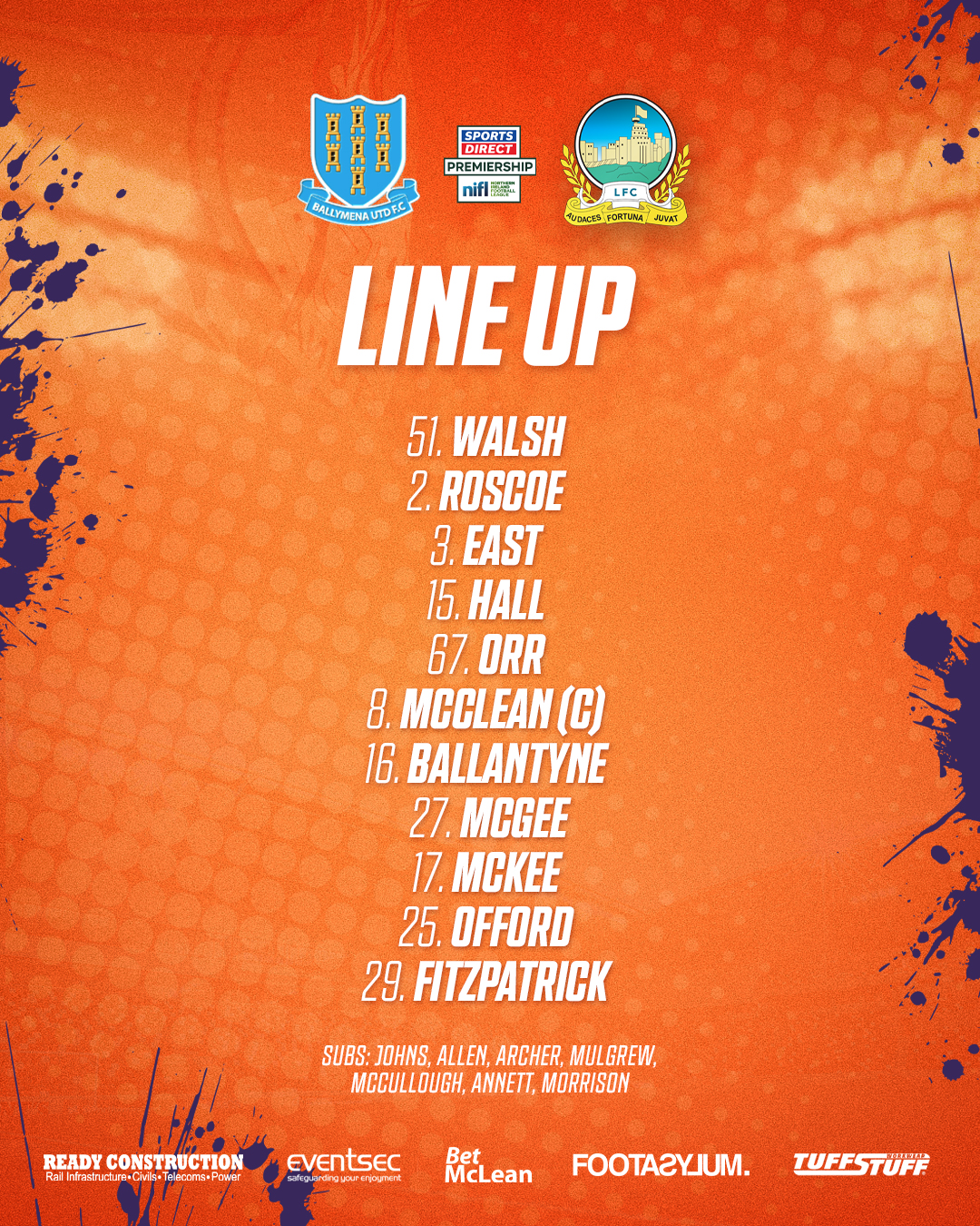 Linfield team v Ballymena United 07/02/25 - Linfield Football Club