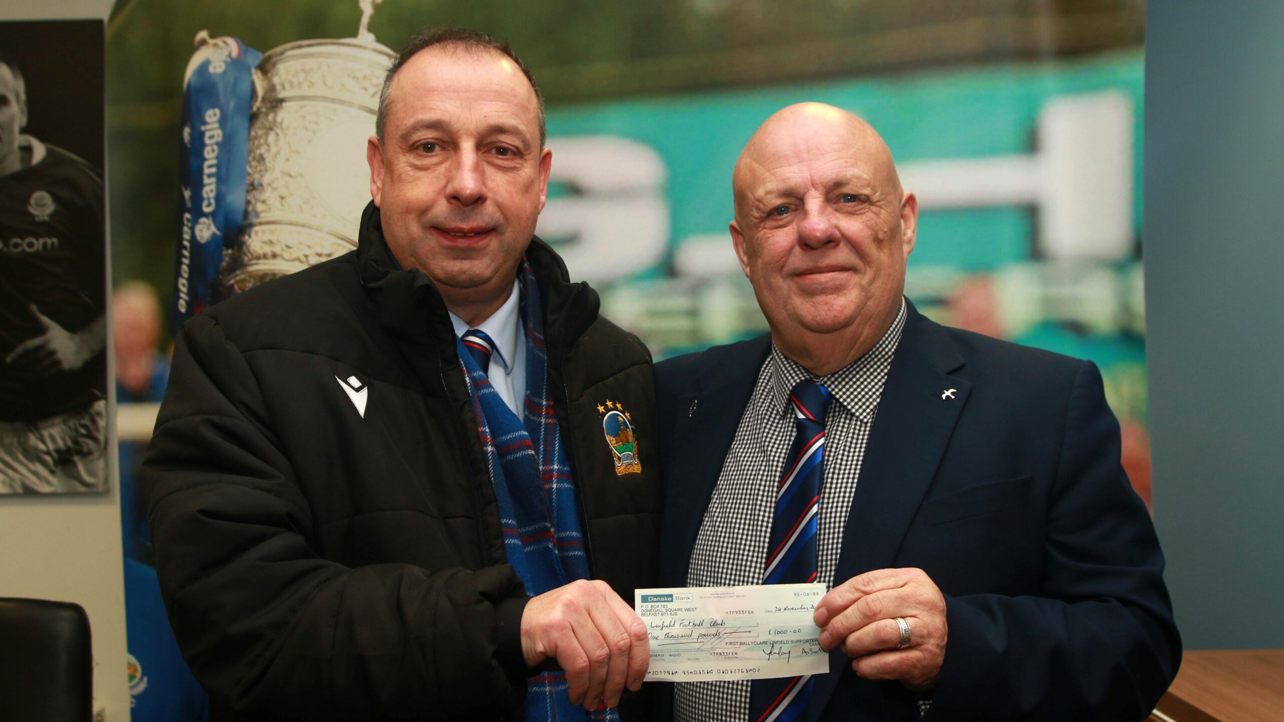 Linfield Grateful for Ballyclare Supporters’ £1,000 Donation - Linfield Football Club